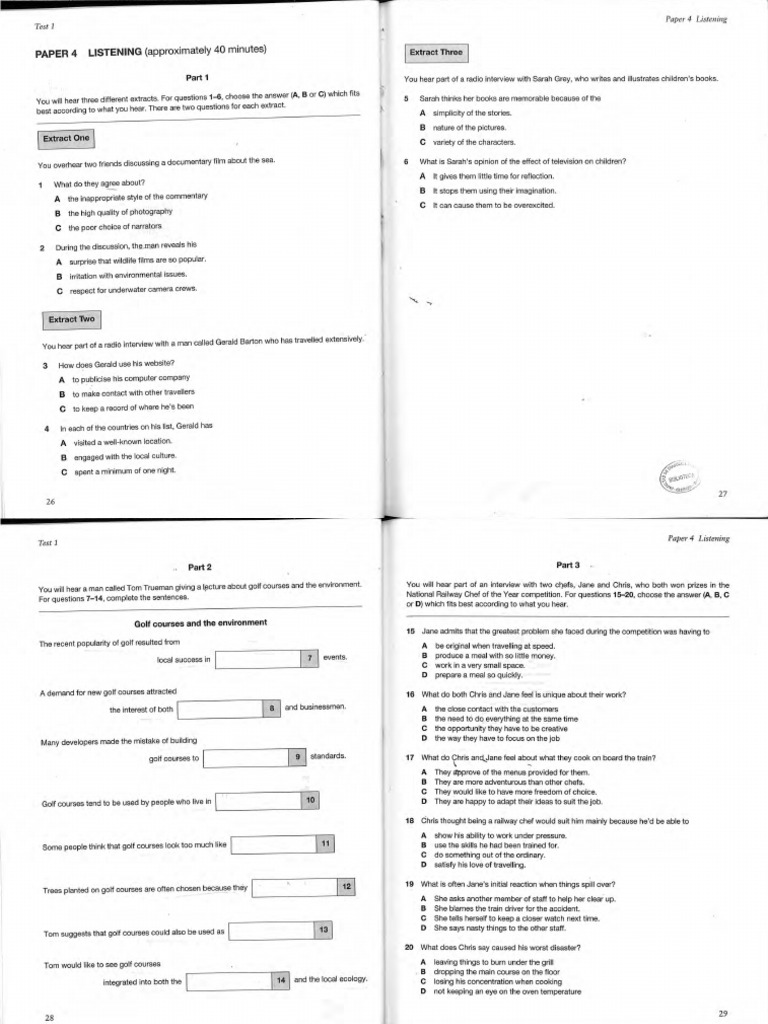 CAE_3 LISTENING (ANSWER + SCRIPT) | PDF