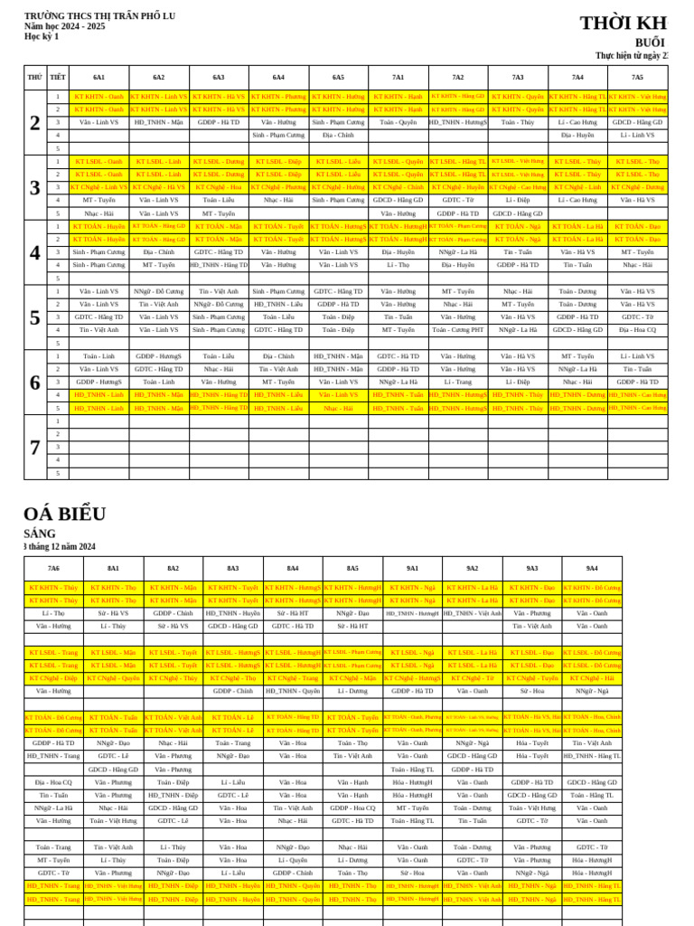 TKB Chinh Khoa Tuan 16 | PDF