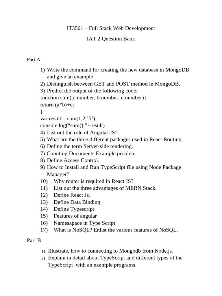 FSWD Iat 2 QB | PDF | Patient | Mongo Db