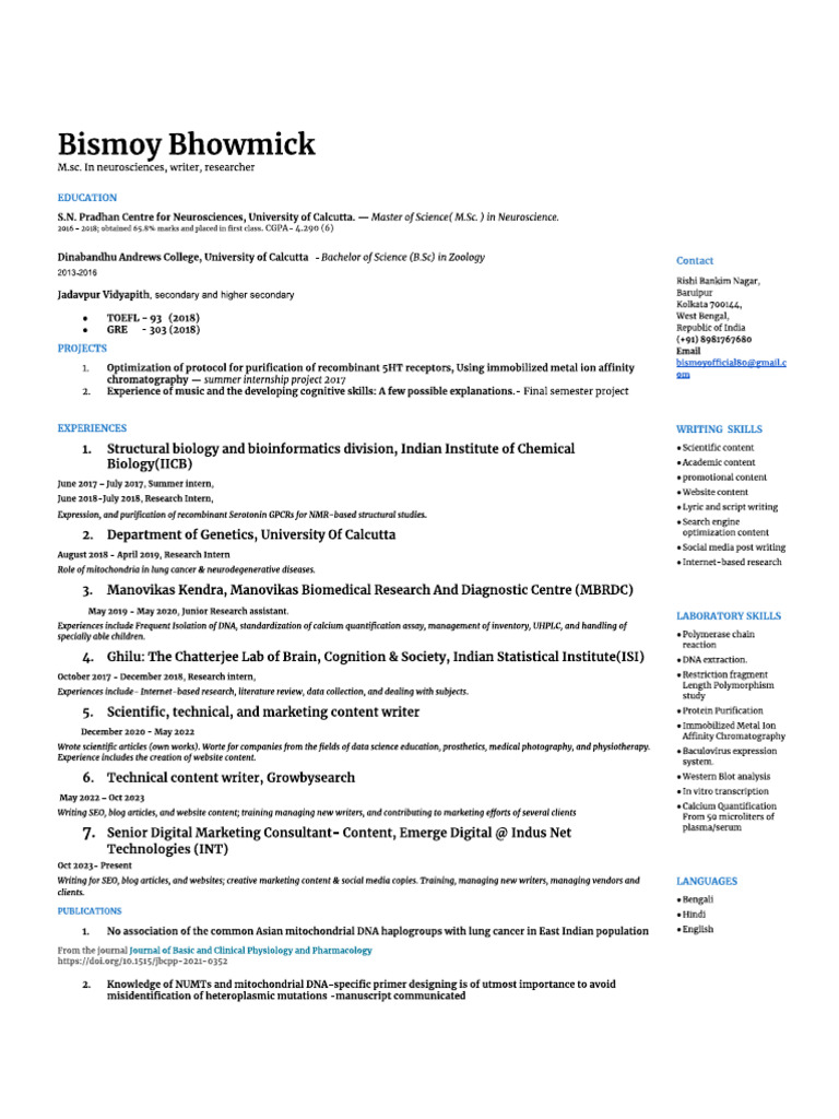 C.V Bismoy 2024 | PDF