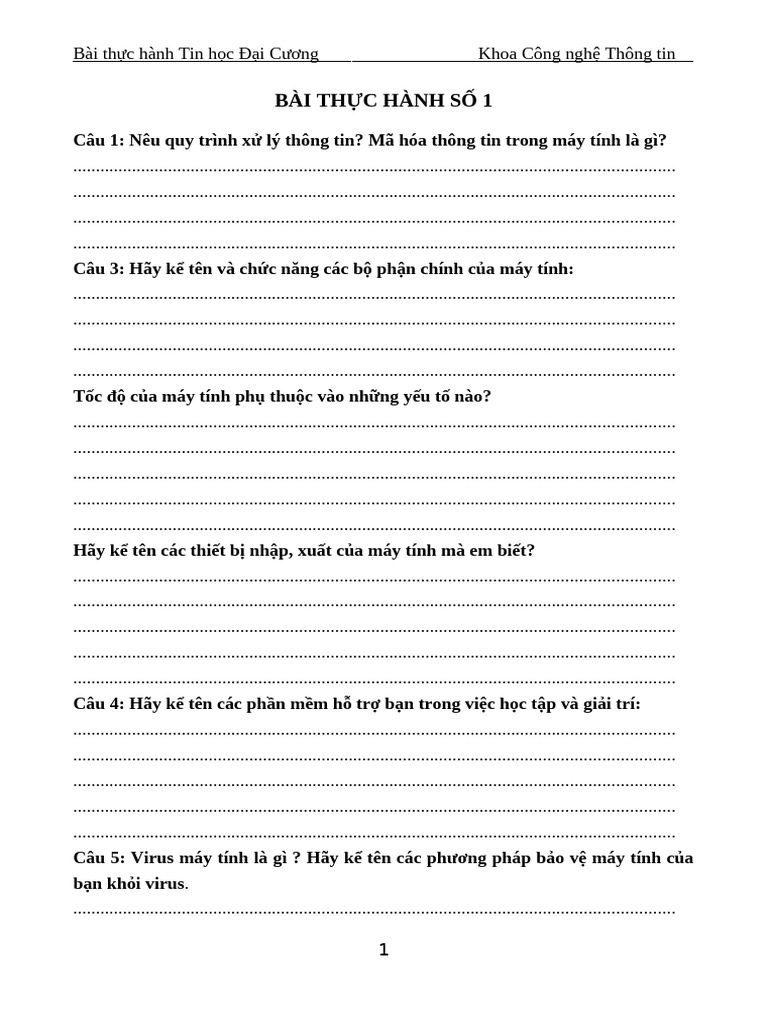 BTTH - Tin Học - B01 | PDF