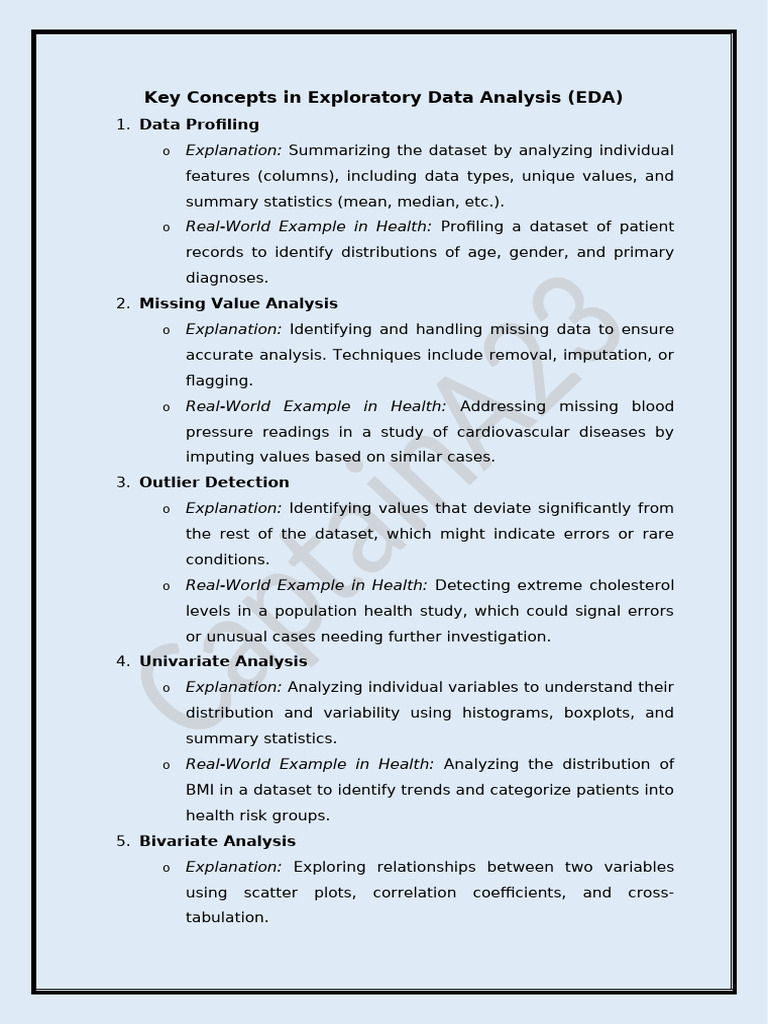 Key Concepts in Exploratory Data Analysis (EDA) | PDF | Data Analysis | Principal Component Analysis