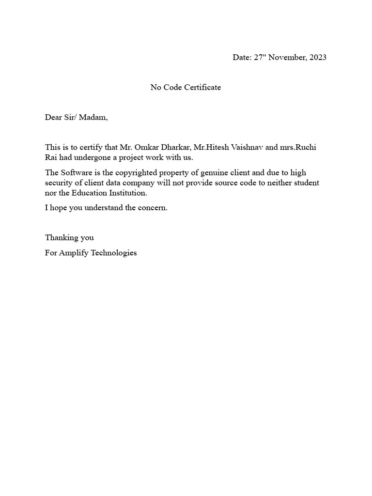 NOCODE Certificate | PDF