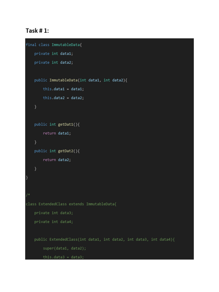 Immutable Data Class Example | PDF