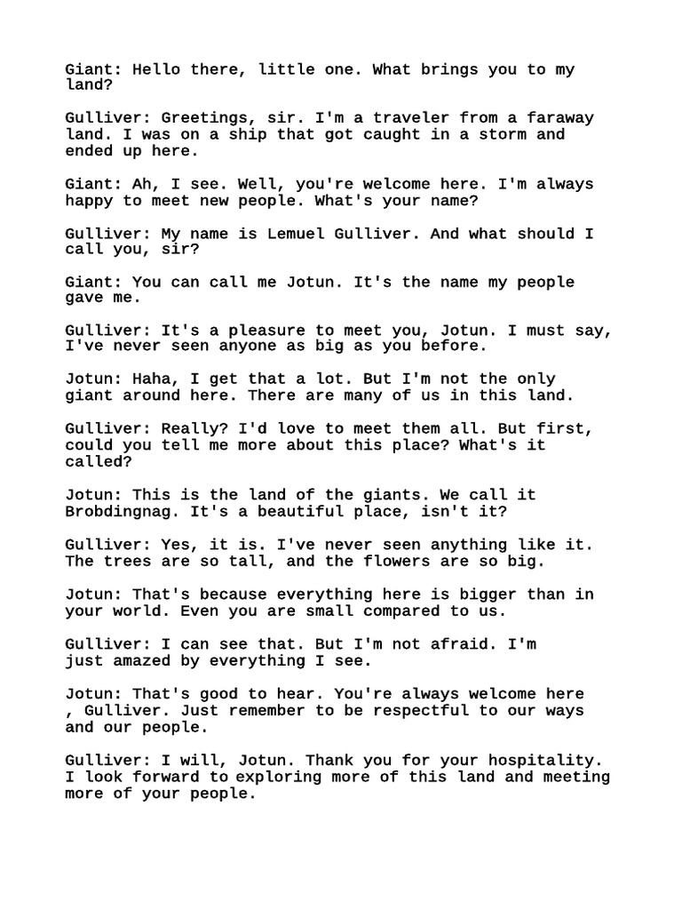 imaginary conversation bw gulliver and the giant | PDF