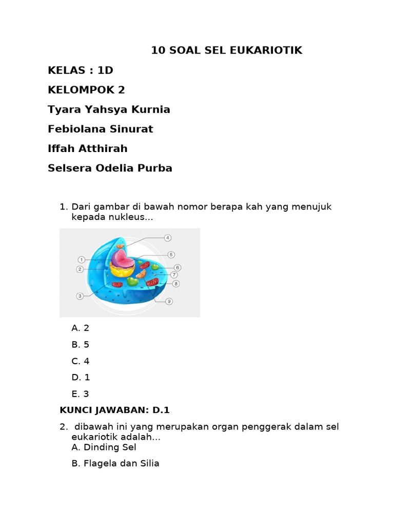 10 Soal Sel Eukariotik Kel 2 1D | PDF