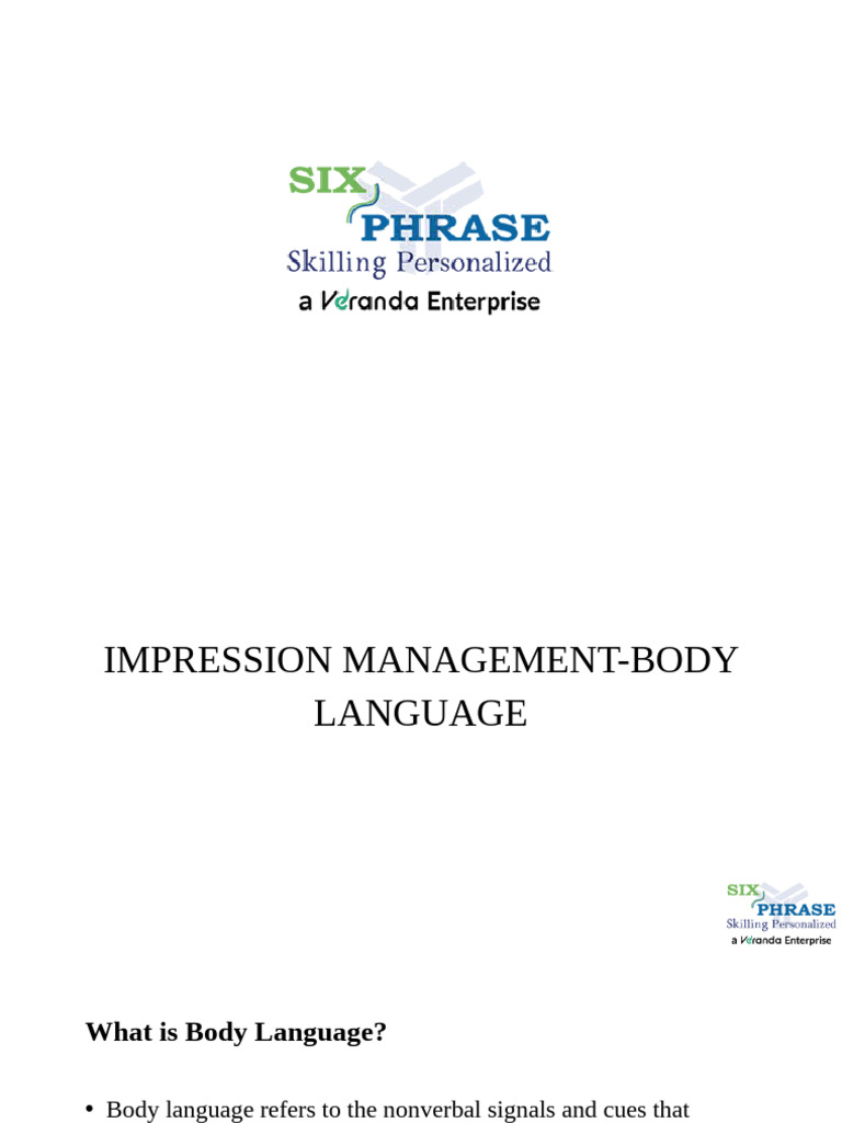 Impression Management Body Language | PDF