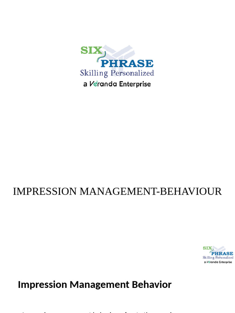 Impression Management Behaviour | PDF