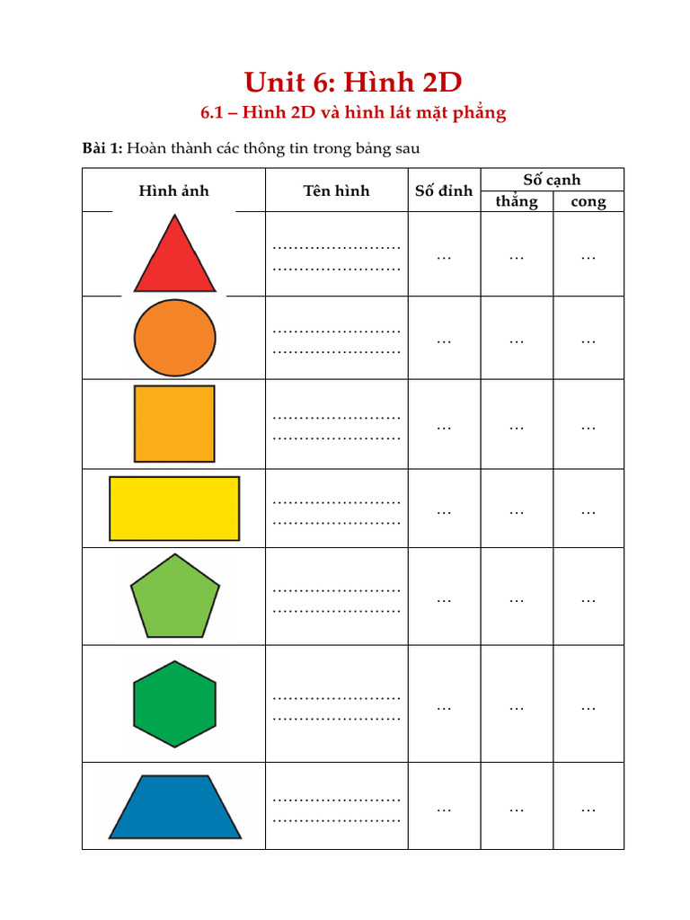 Unit 6: Hình 2D: 6.1 - Hình 2D và hình lát mặt phẳng | PDF