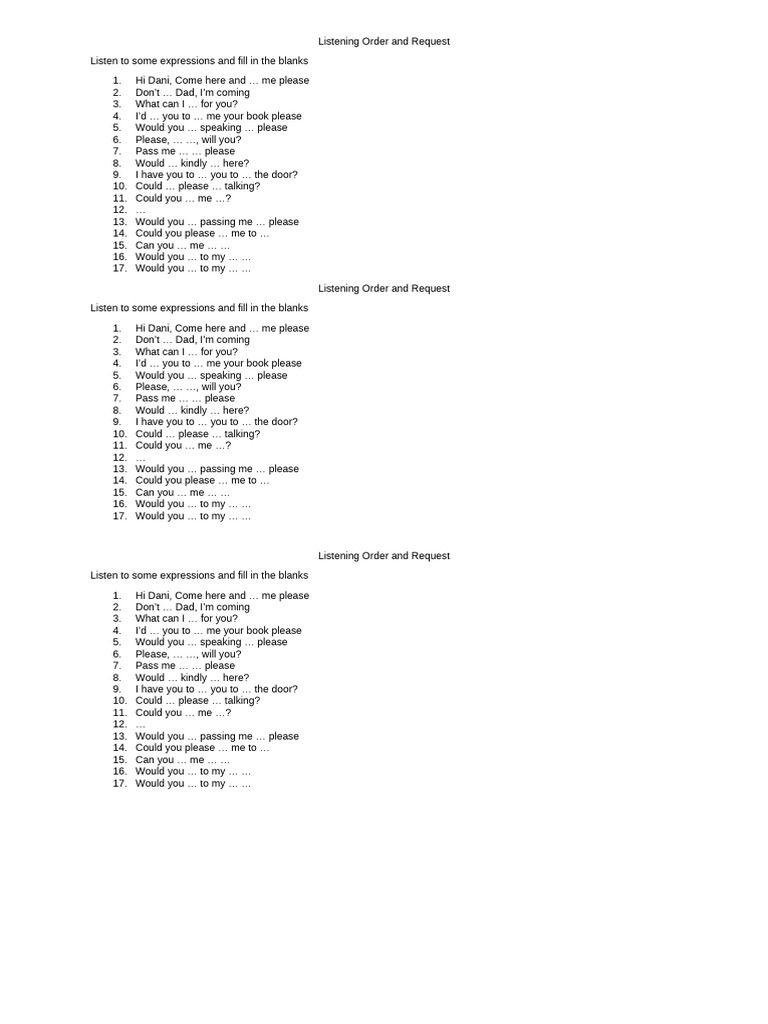 Listening Order Exercises | PDF