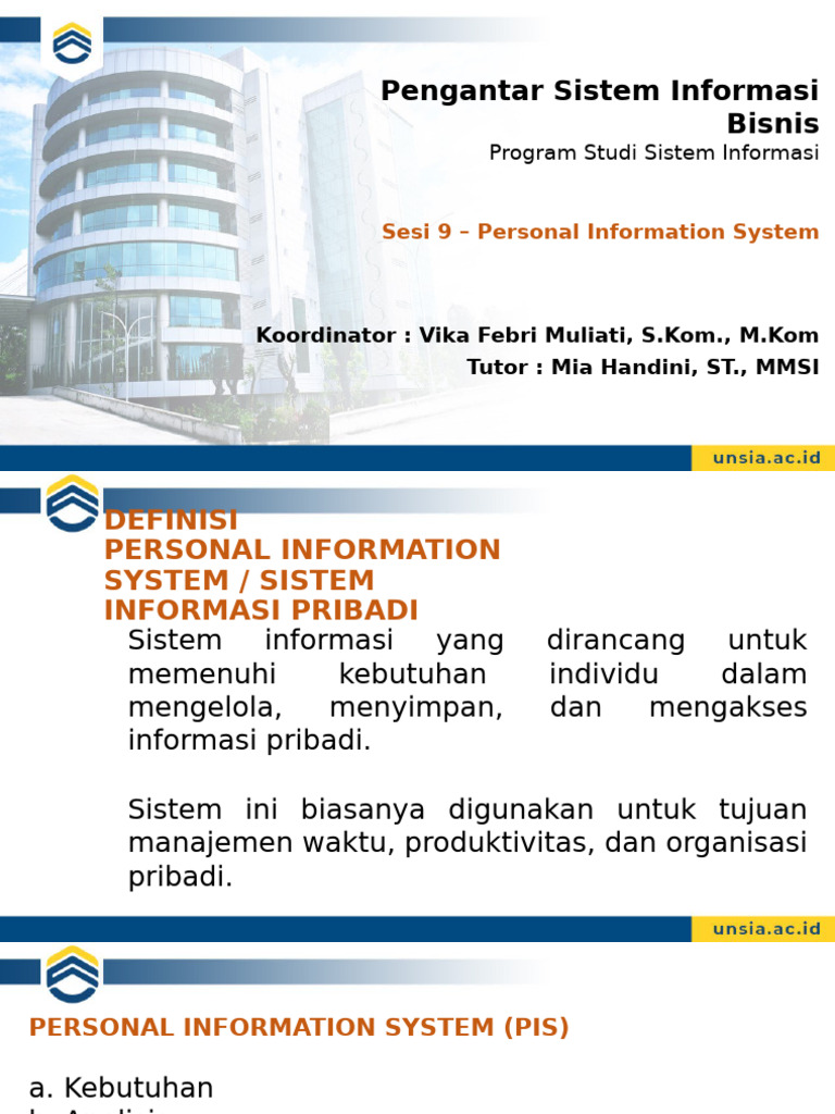 Pertemuan 9_Personal Information System | PDF