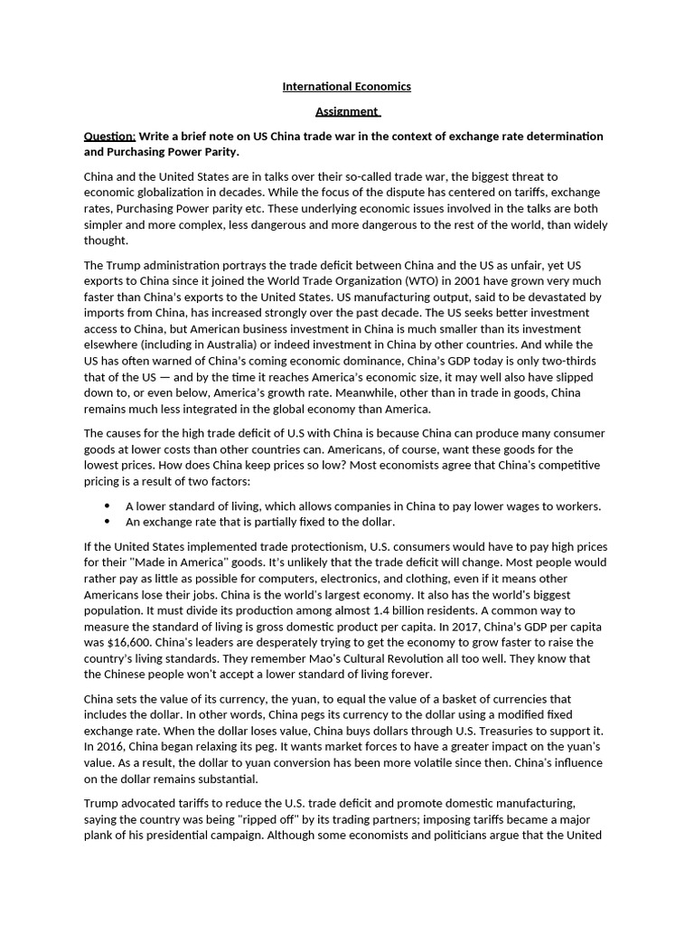 International Eco Assignment Final | PDF | Exchange Rate | Renminbi