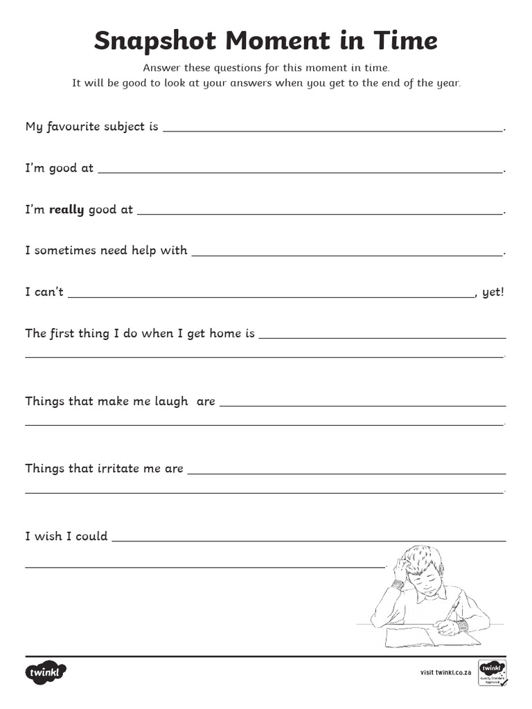 Year 6 Back To School Snapshot Moment in Time Activity | PDF