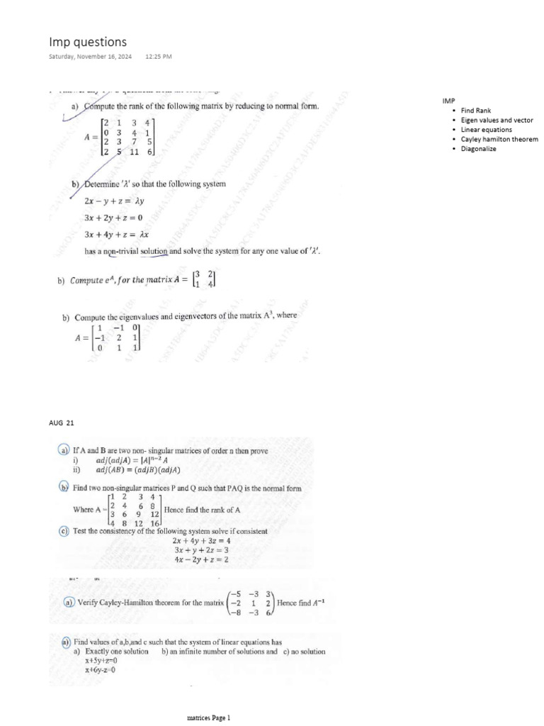 Matrices | PDF
