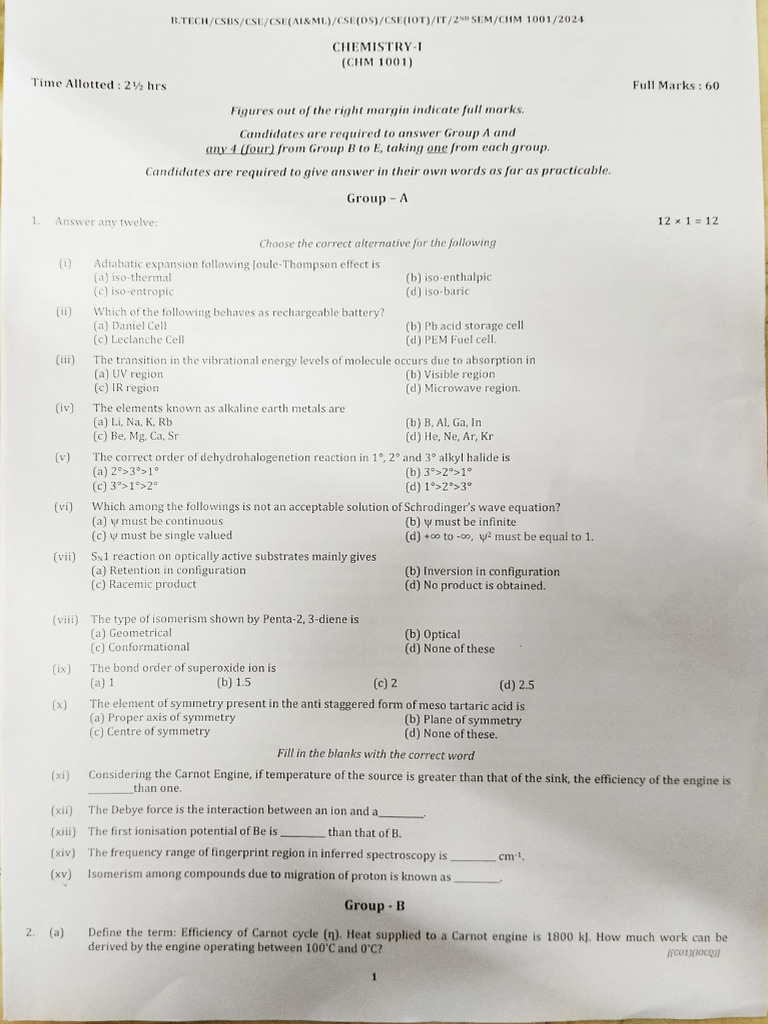 Chemistry 2024 Pyq | PDF