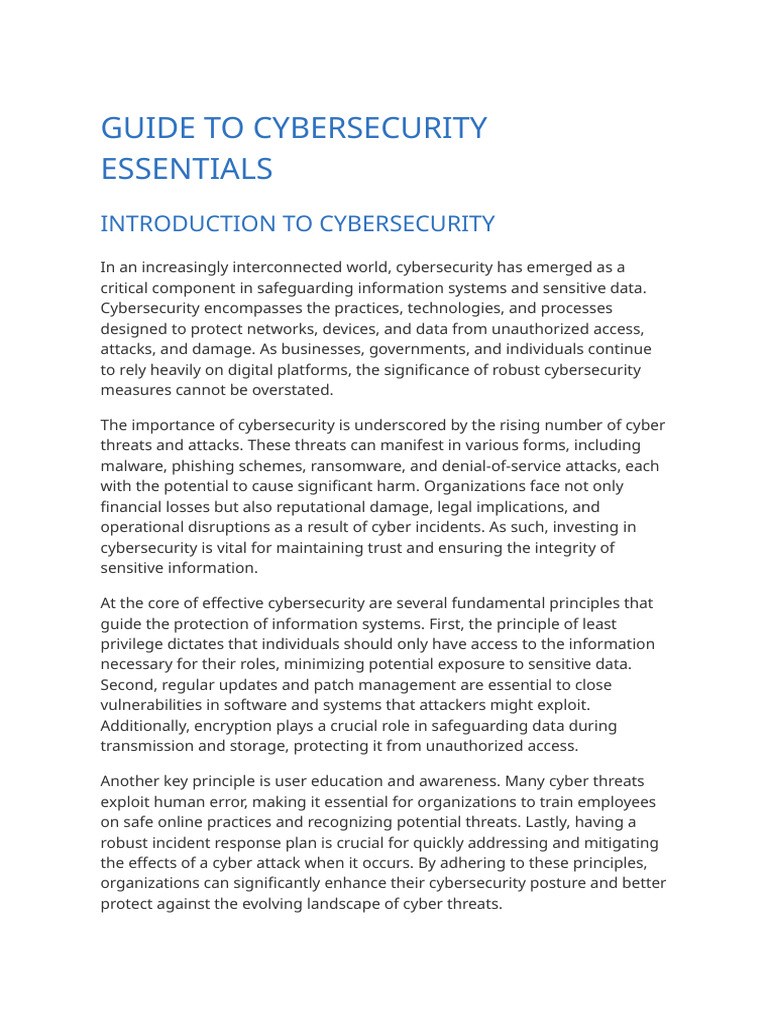Guide To Cybersecurity Essentials | PDF | Security | Computer Security