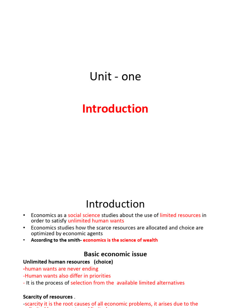 Unit - 1 Economics For Business | PDF | Macroeconomics | Microeconomics