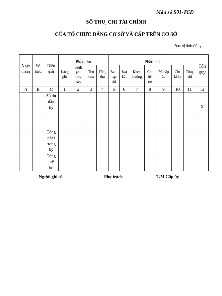 Mau So S01-TCD | PDF