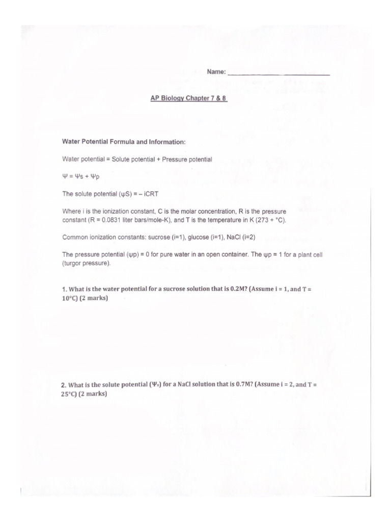 AP Biology Chapter 7 & 8 | PDF