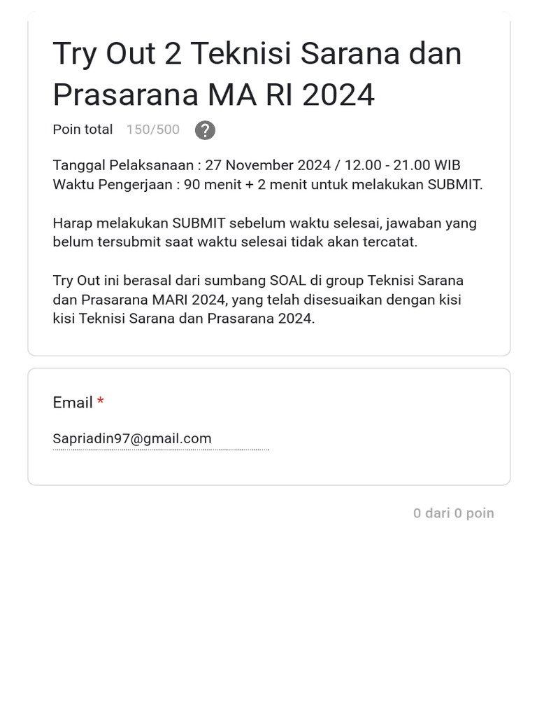 Try Out 2 Teknisi Sarana Dan Prasarana MA RI 2024 | PDF