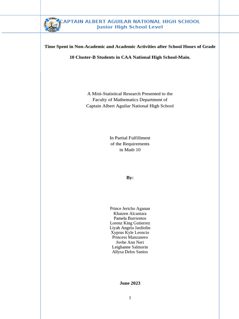 Mini Statistical Research Paper | PDF | Survey Methodology | Methodology