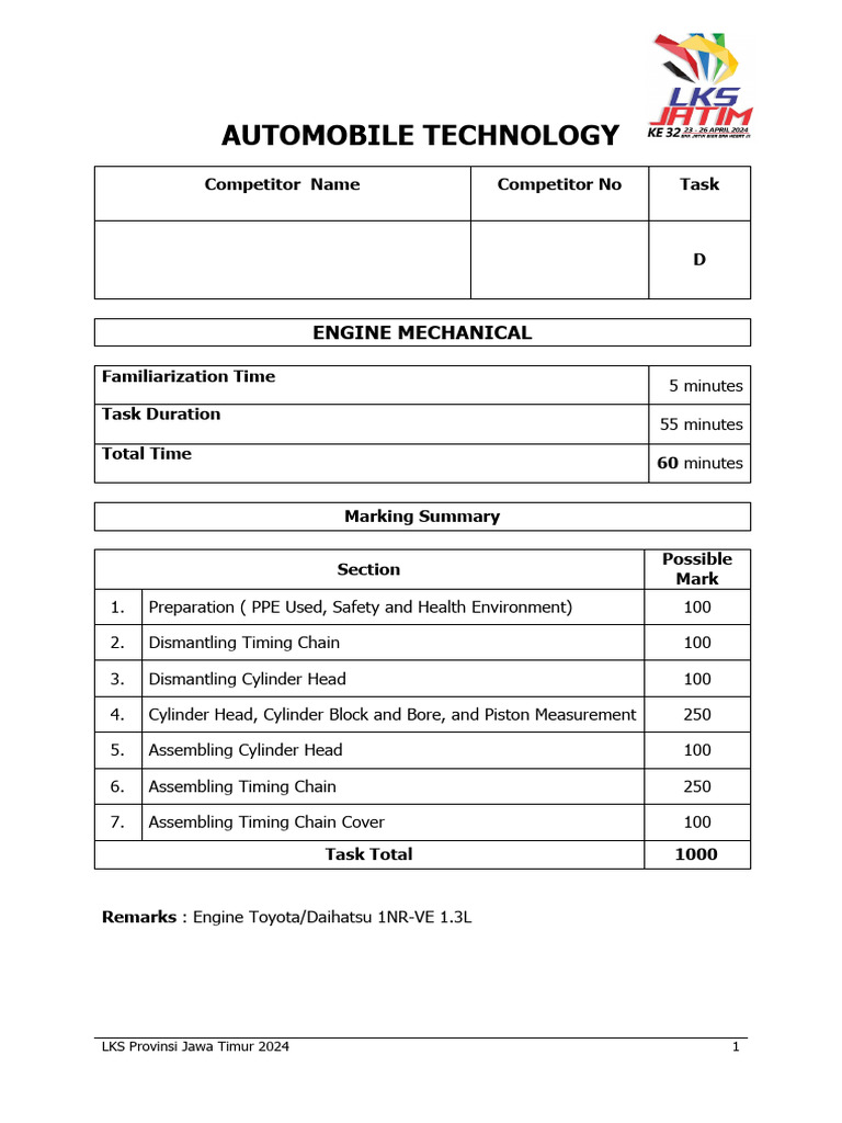 Task D Engine Mechanical | PDF | Piston | Vehicle Parts
