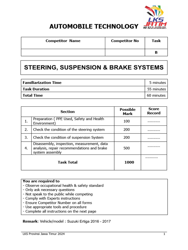 Steering and Brake Systems Assessment | PDF | Brake | Steering