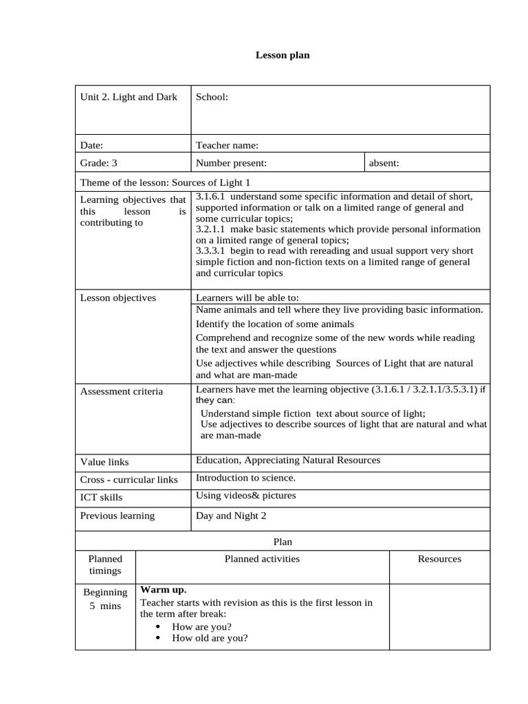 english_grade-3_unit-2_-light-dark_sources-of-light-1_lesson-plan ...