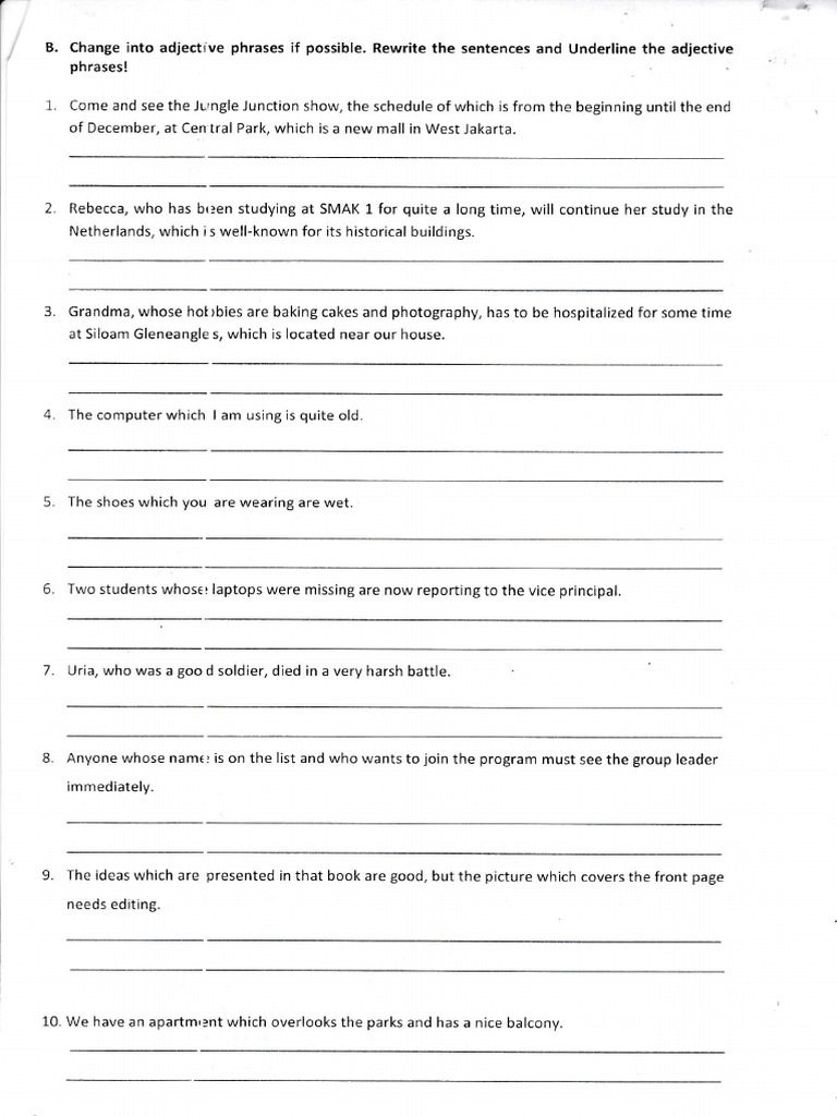 ADJECTIVE CLAUSE PHRASE - Dear Friends Remember | PDF