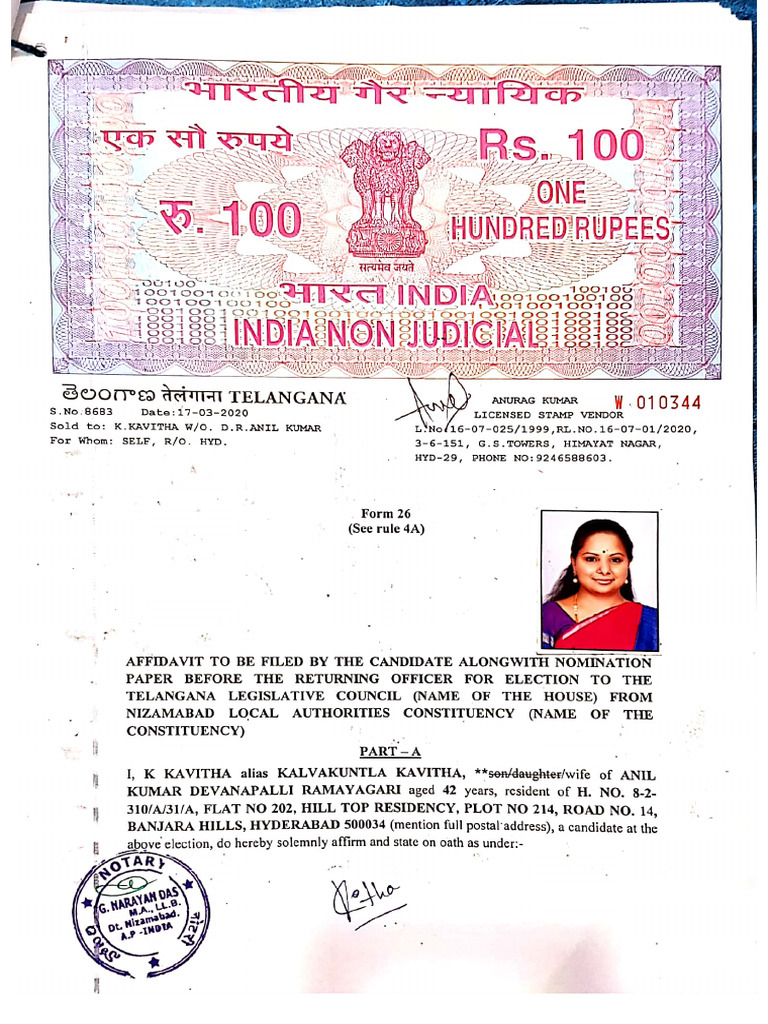 04 Kalvakuntla Kavitha Form 26 | PDF