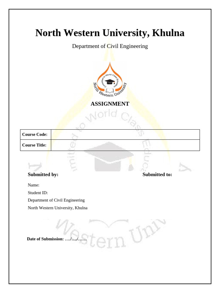 Civil Engineering Assignment - NWU Khulna | PDF