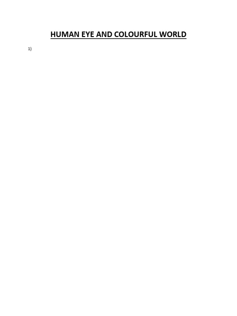 HUMAN EYE AND COLOURFUL WORLD Assignment - 1 | PDF | Human Eye | Eye