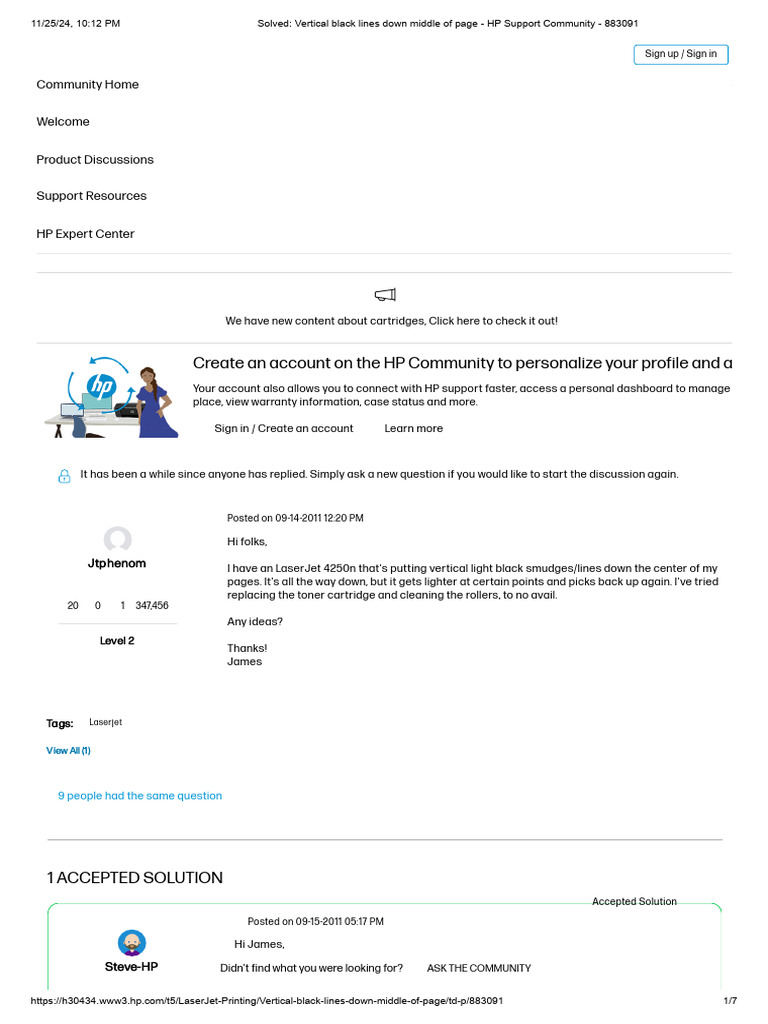 Fixing Vertical Black Lines on HP Printers | PDF | Printer (Computing ...