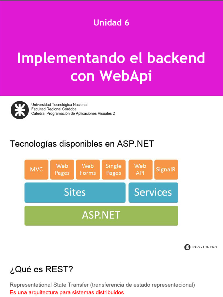 Backend con WebAPI en ASP.NET | PDF | Informática | Ingeniería de software