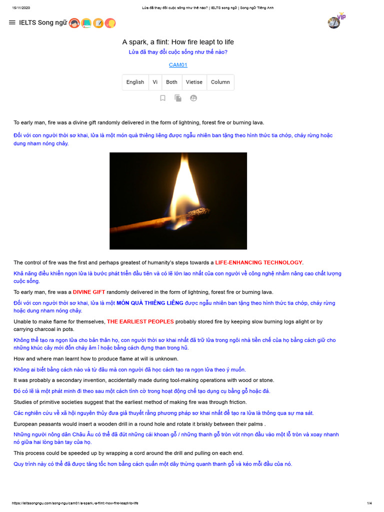 Test 1 Section 1 A Spark, A Flint How Fire Leapt To Life BO | PDF