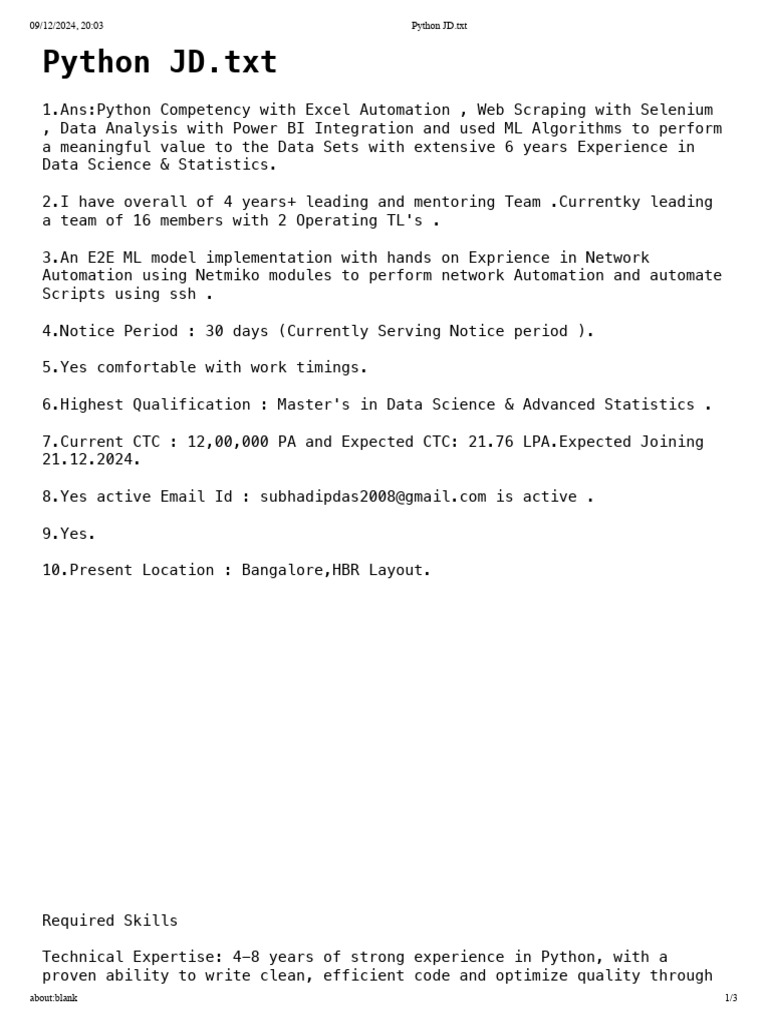 Python JD_Answers | PDF | Python (Programming Language) | Automation Python JD_Answers | PDF | Python (Programming Language) | Automation