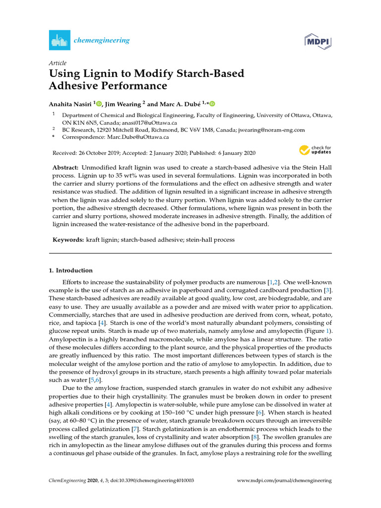 Using Lignin To Modify Starch-Based | PDF | Starch | Chemistry