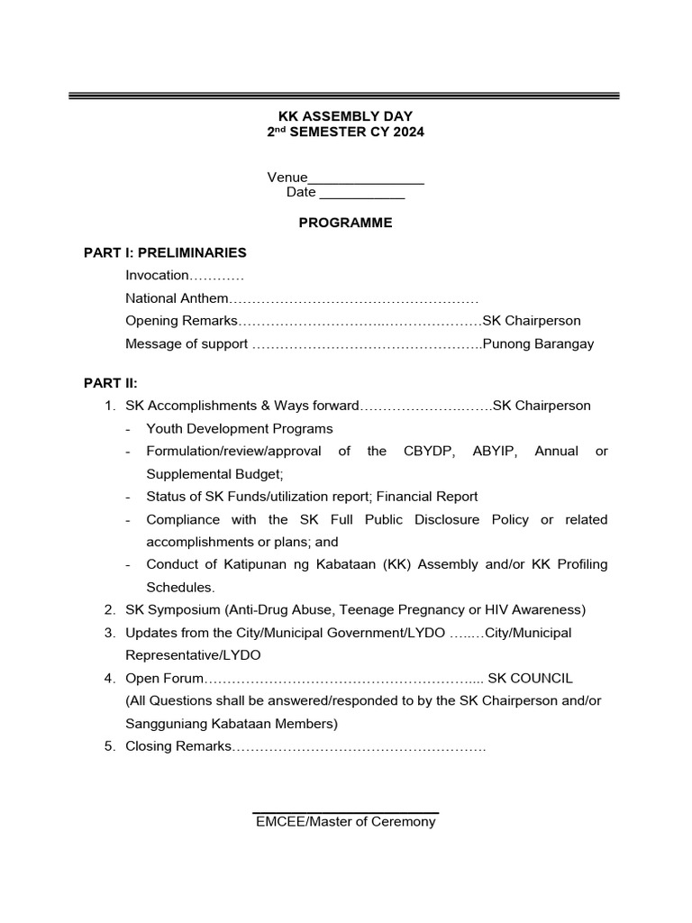 KK Assembly Program | PDF