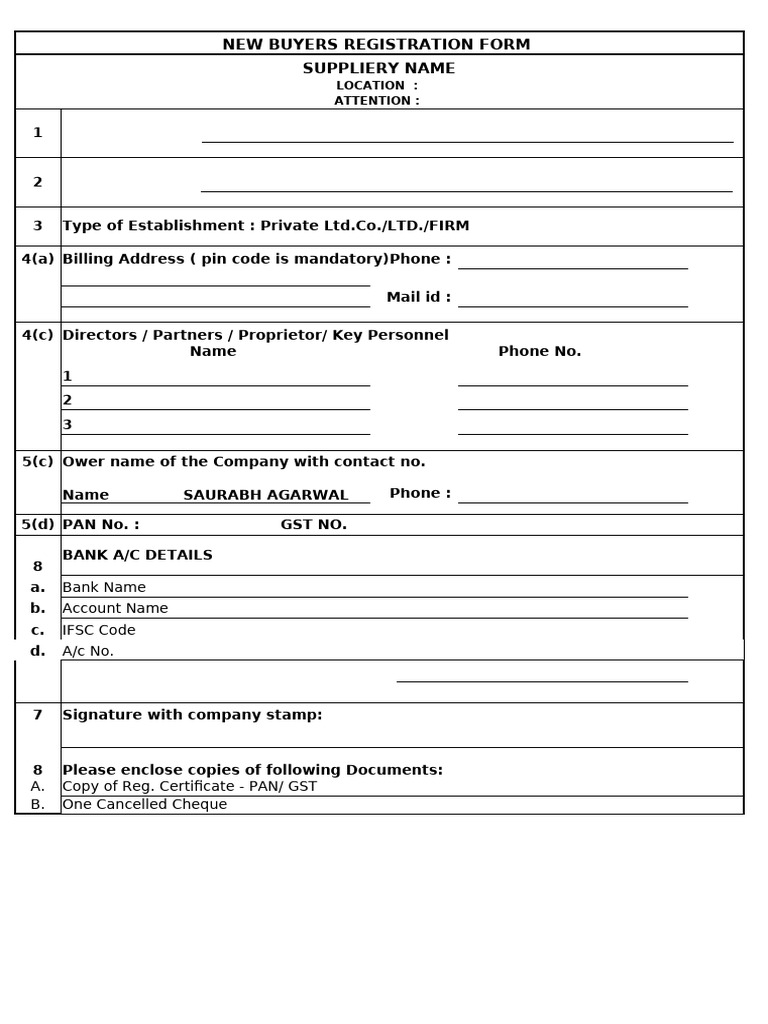 New - Buyer - Registration - Form Samplee | PDF