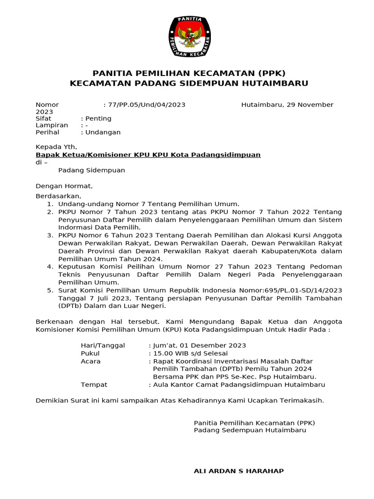 PENGANTAR PPK KE KPU | PDF