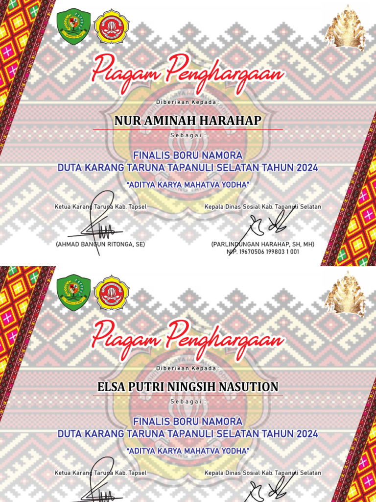 Piagam Karang Taruna Tapsel Fix Full Revisi | PDF