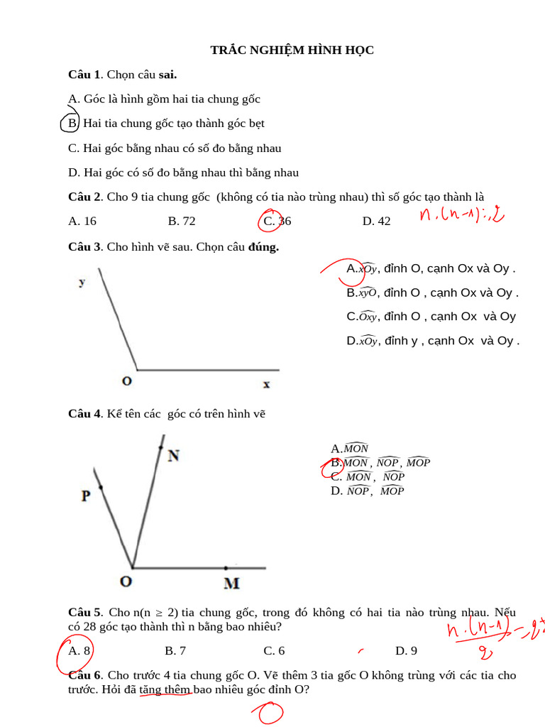 TRẮC NGHIỆM HÌNH HỌC CHUONG DOAN THĂNG, GÓC | PDF