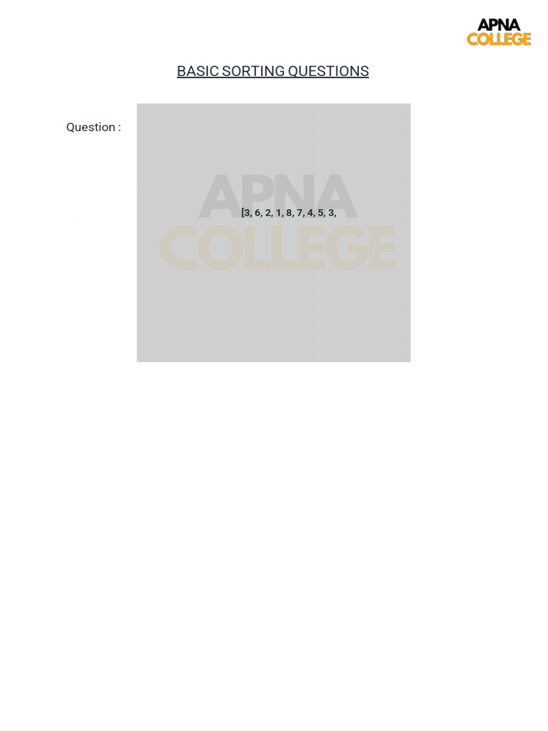 11. Basic Sorting Questions | PDF