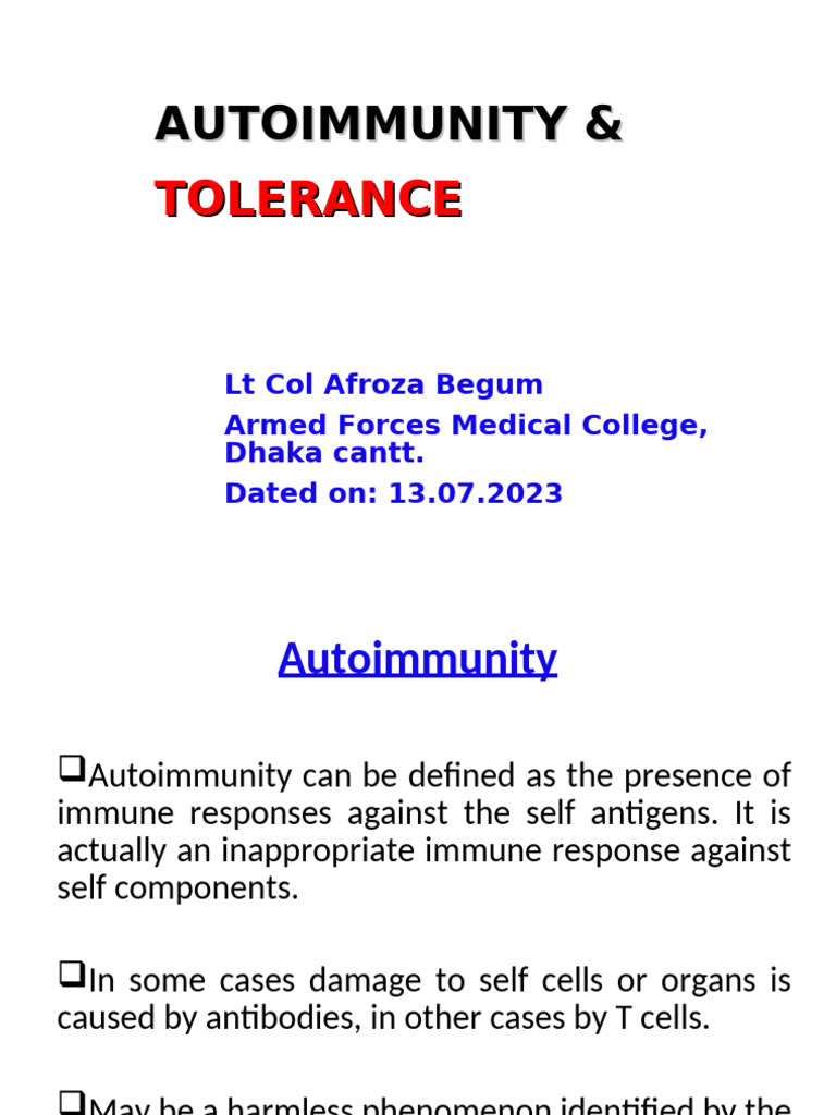 Auto Immunity | PDF | Immune Tolerance | Autoimmunity
