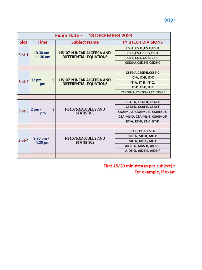FY BTech Online MCQ MSE Schedule 24 25 Sem I | PDF | Calculus | Applied Mathematics