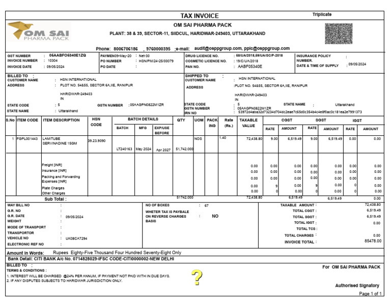 AR Invoice 10304 20240509 EINVAR INV Triplicate 011020 | PDF | Public ...
