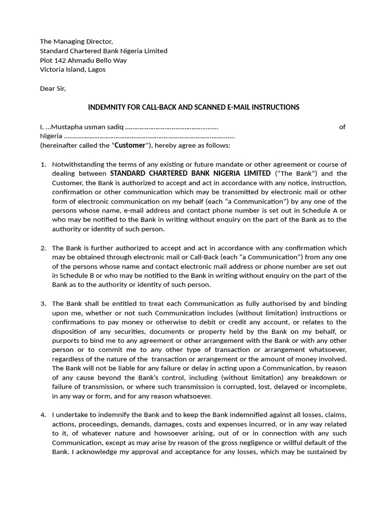 Email Indemnity - Personal | PDF | Indemnity | Private Law