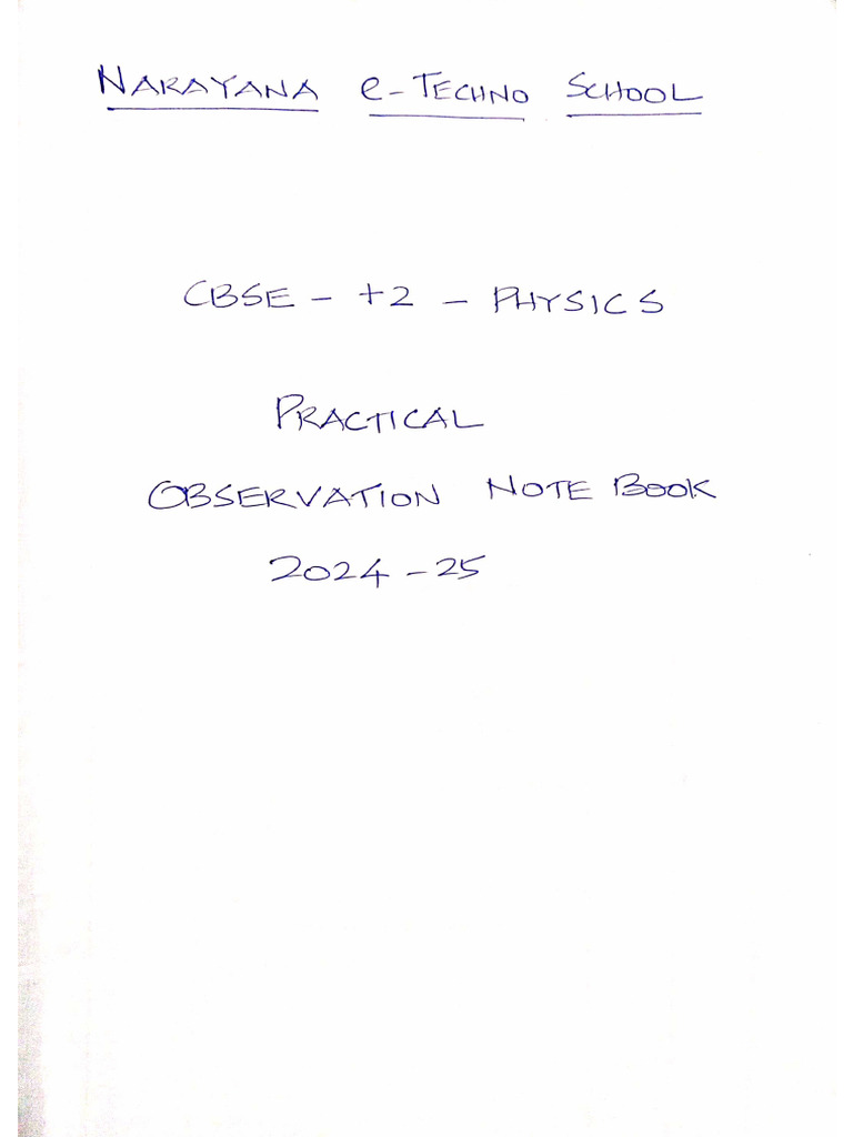Cbse 12th Physics Practical Observation 2024 25 | PDF