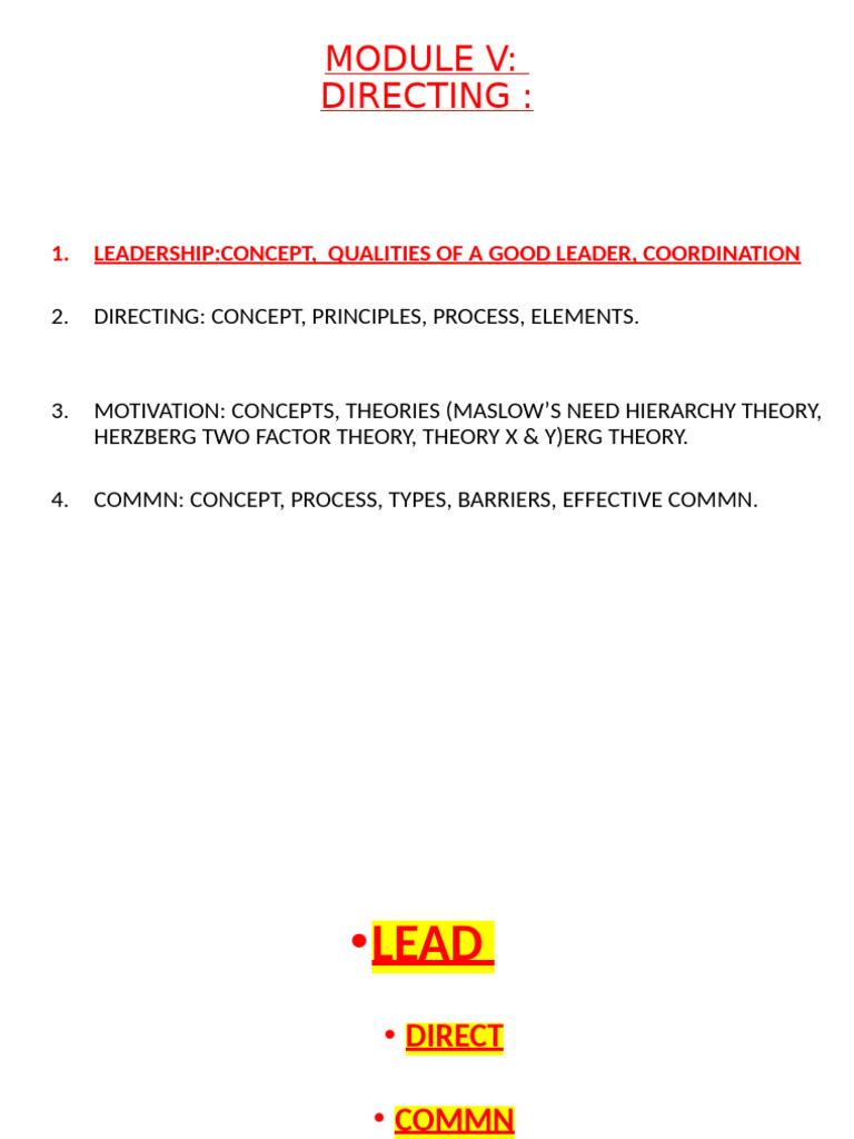 Leadership and Motivation in Directing | PDF | Motivational | Motivation