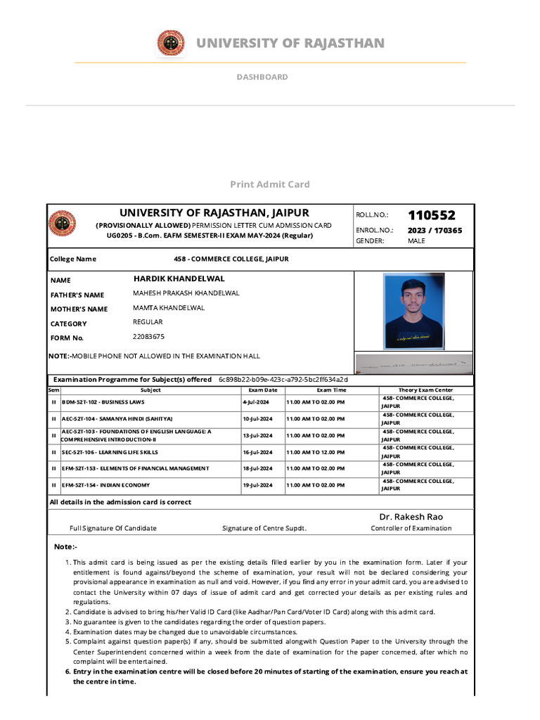 University of Rajasthan | PDF